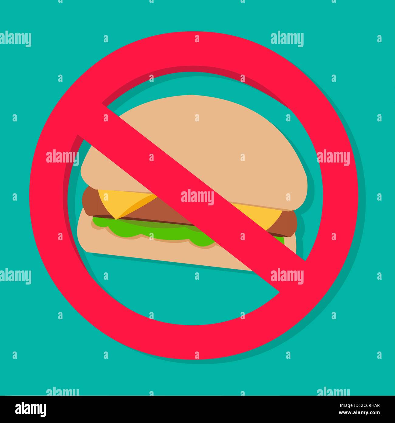 no junk food warning symbol for dieting food concept isolated vector ...