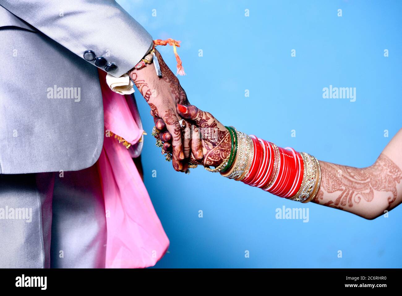 Bride & Groom Hand's Together in Indian Wedding Stock Photo - Alamy