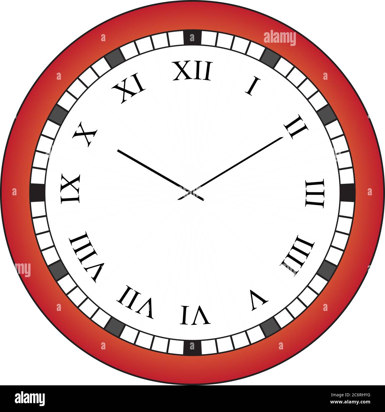 Red, black and white analogue clock Stock Vector Image & Art - Alamy
