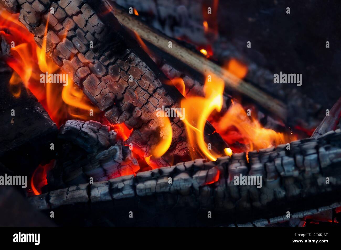 Burning charcoal in the fire for barbecue Stock Photo - Alamy