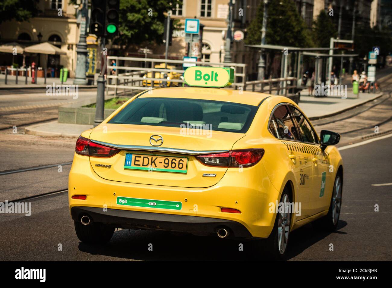 Budapest Hungary july 11, 2020 View of a traditional yellow Hungarian ...