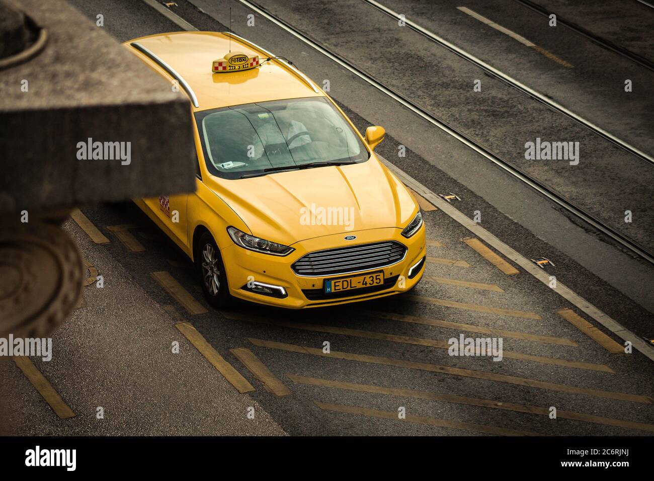 Budapest Hungary july 11, 2020 View of a traditional yellow Hungarian ...