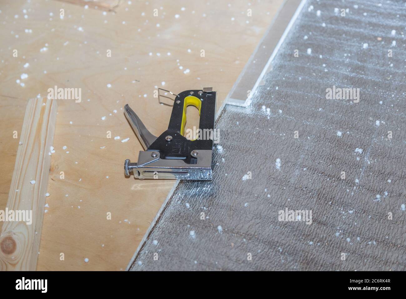 Heat insulation material, Thermal insulation work at the attic Stock ...