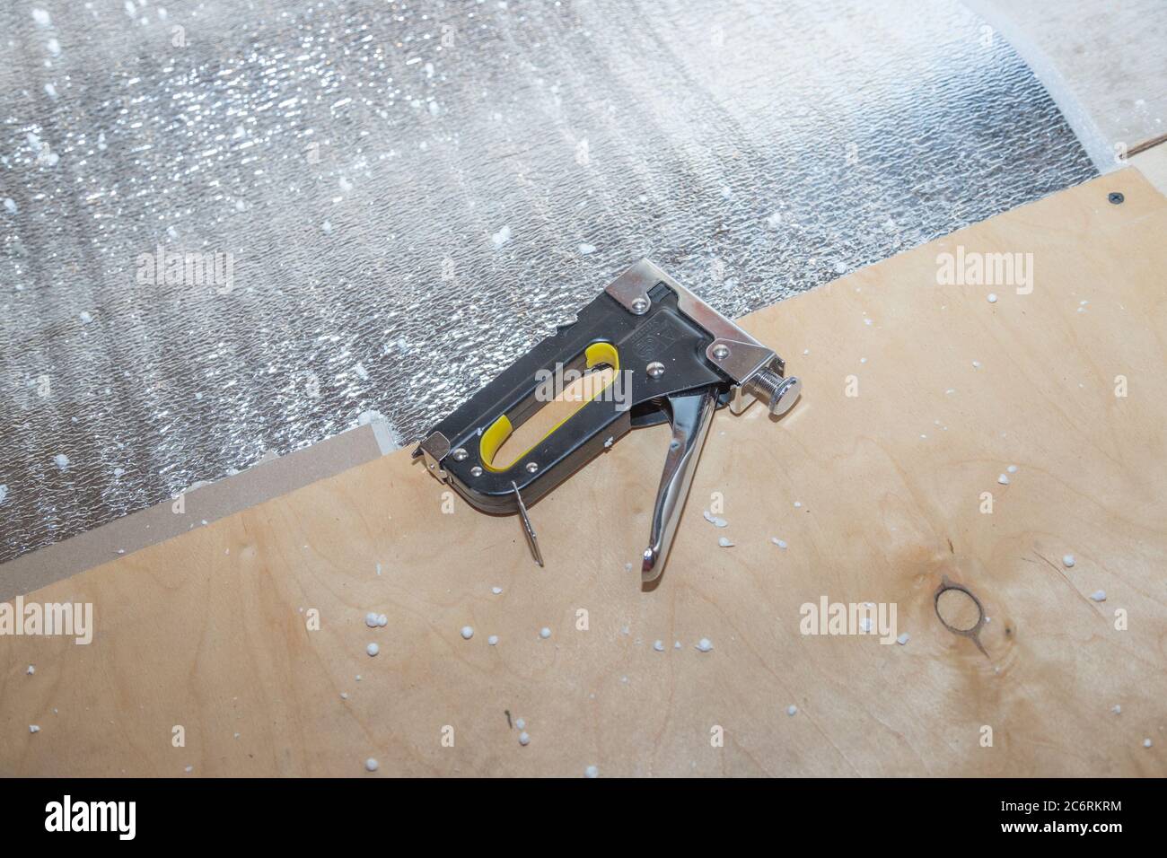 Heat insulation material, Thermal insulation work at the attic Stock ...