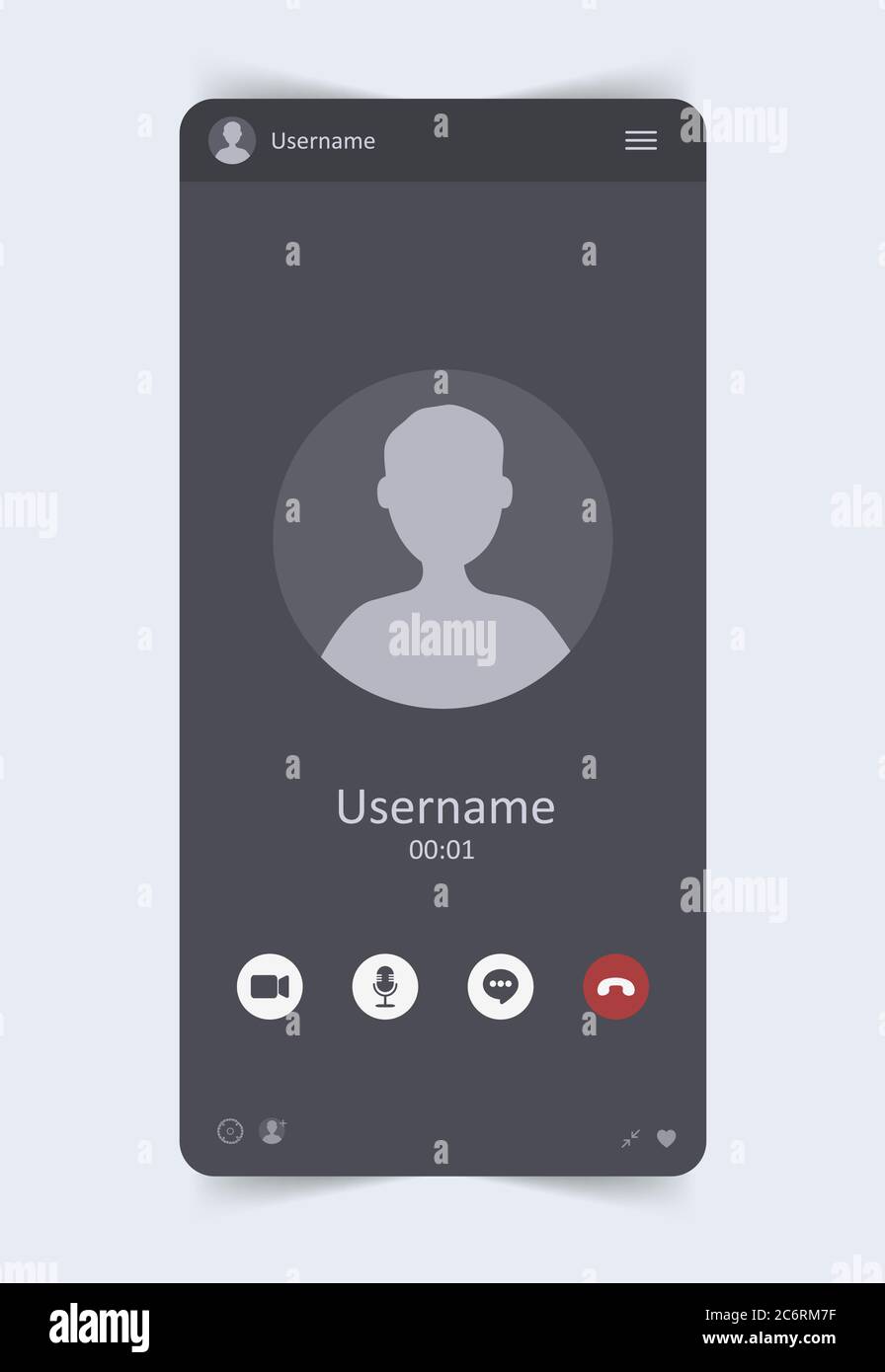 Mobile video chat interface. User web video call window. Concept of social media, remote ...
