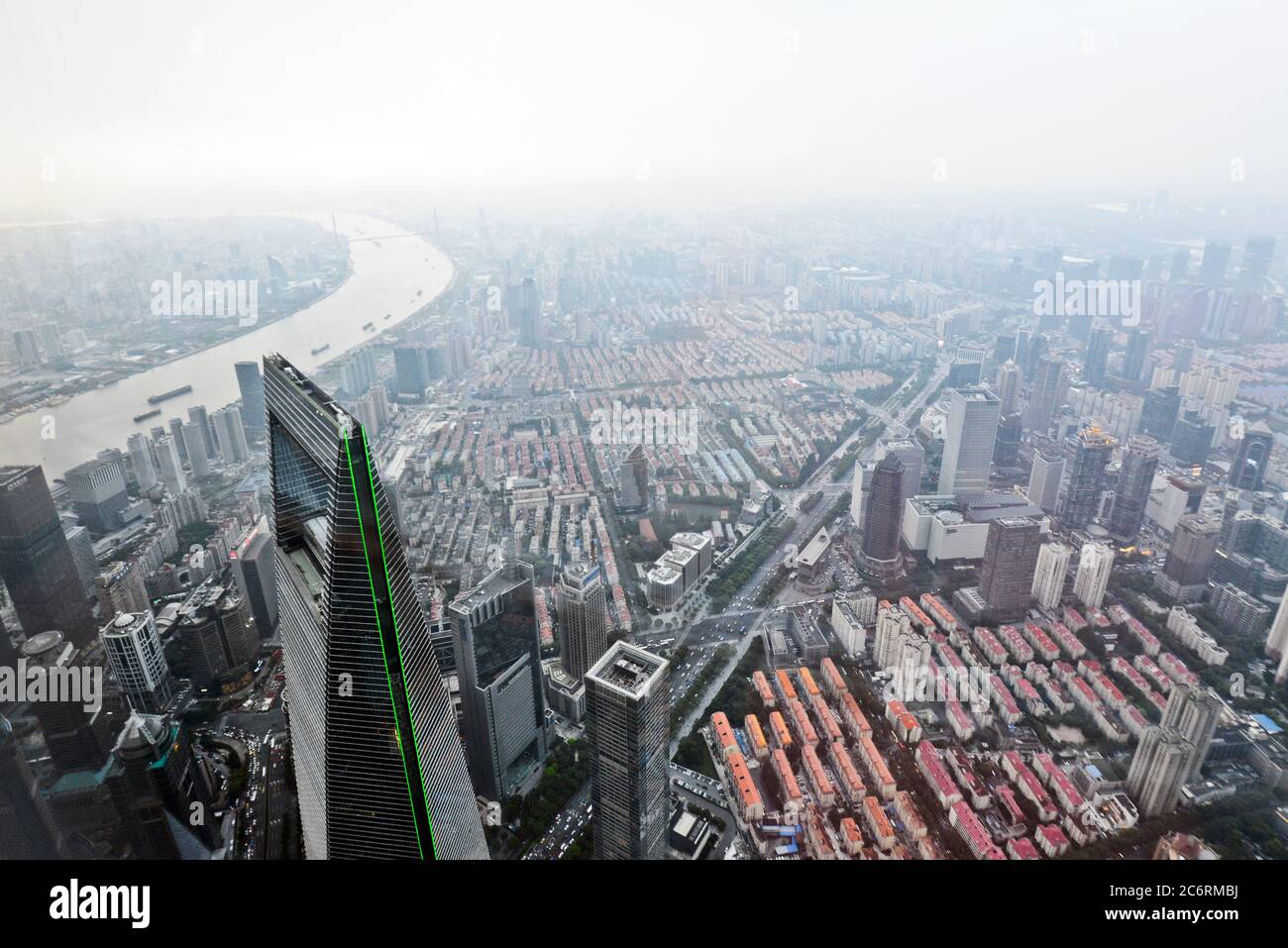 Shanghai: panoramic view from the top of Shanghai Tower, with the ...