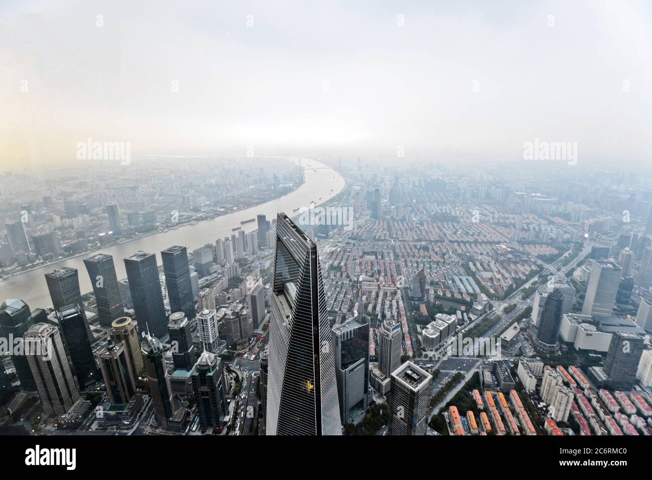 Shanghai: panoramic view from the top of Shanghai Tower, with the ...