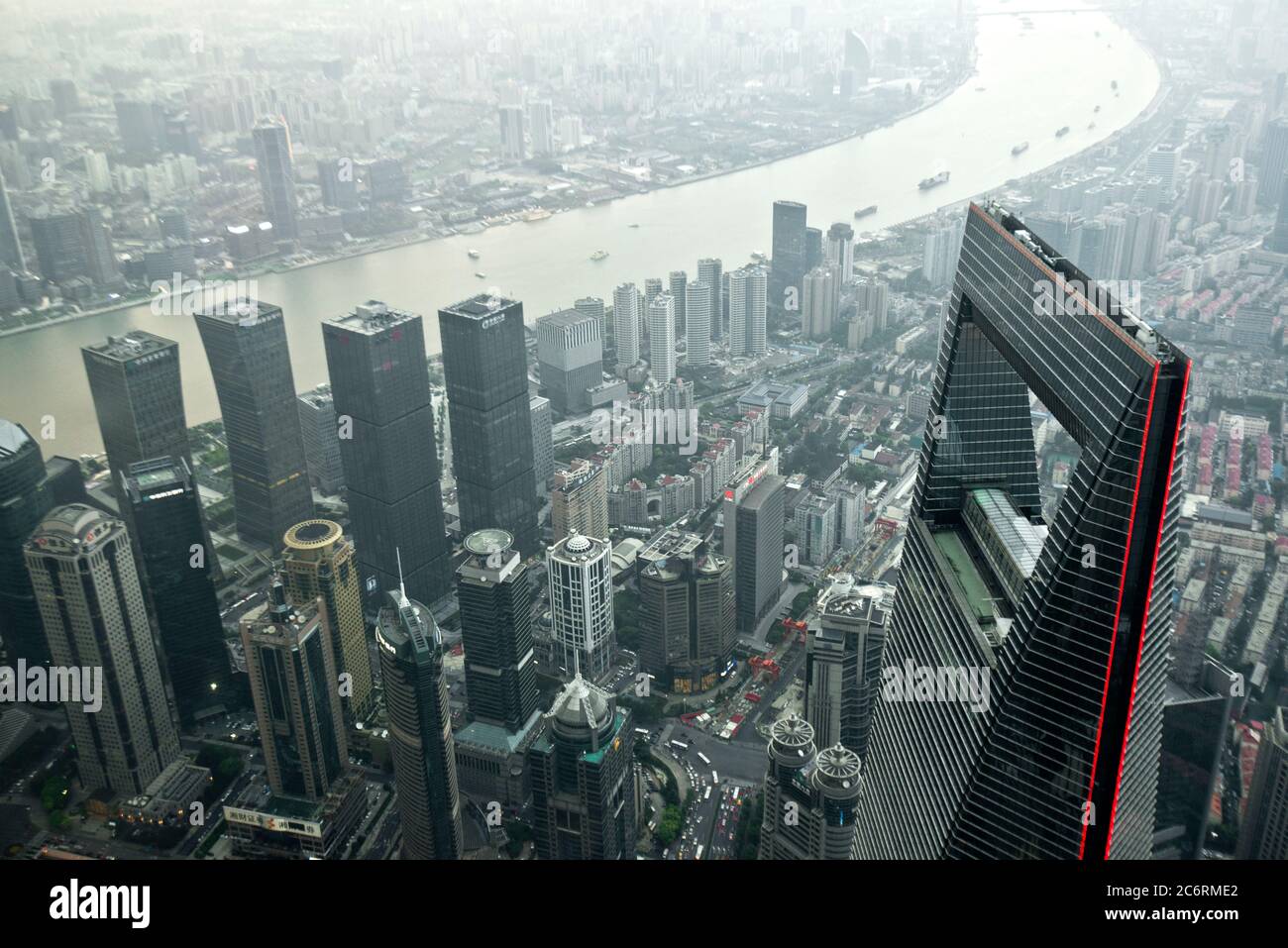 Shanghai: panoramic view from the top of Shanghai Tower, with the ...