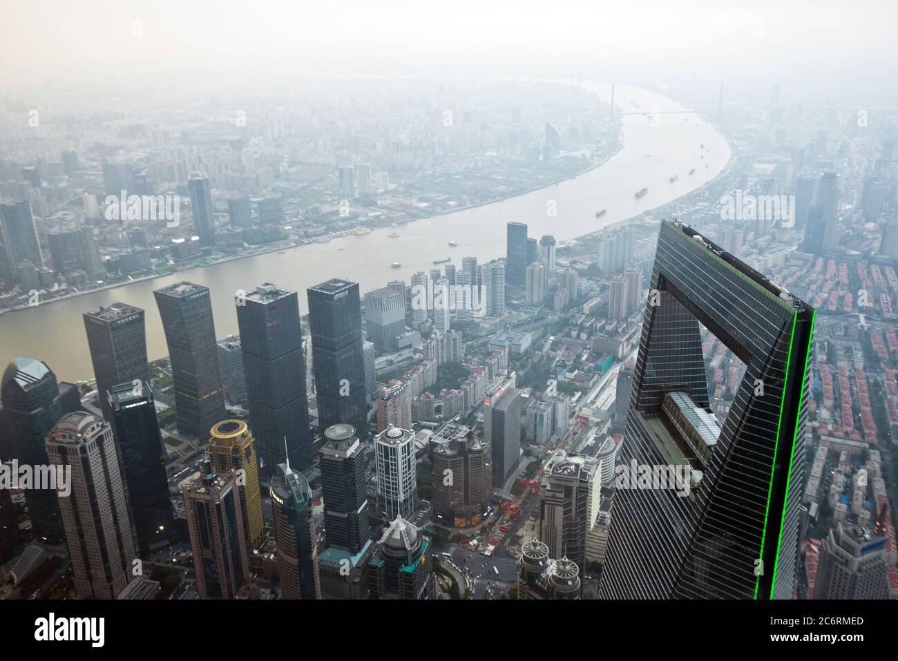 Shanghai: panoramic view from the top of Shanghai Tower, with the ...