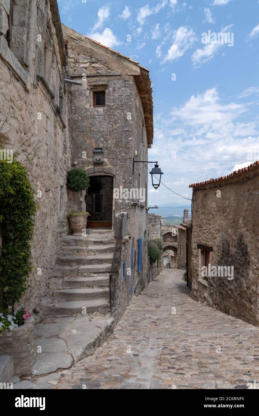 Village ancient medieval tourist of Lacoste in Provence France Stock ...