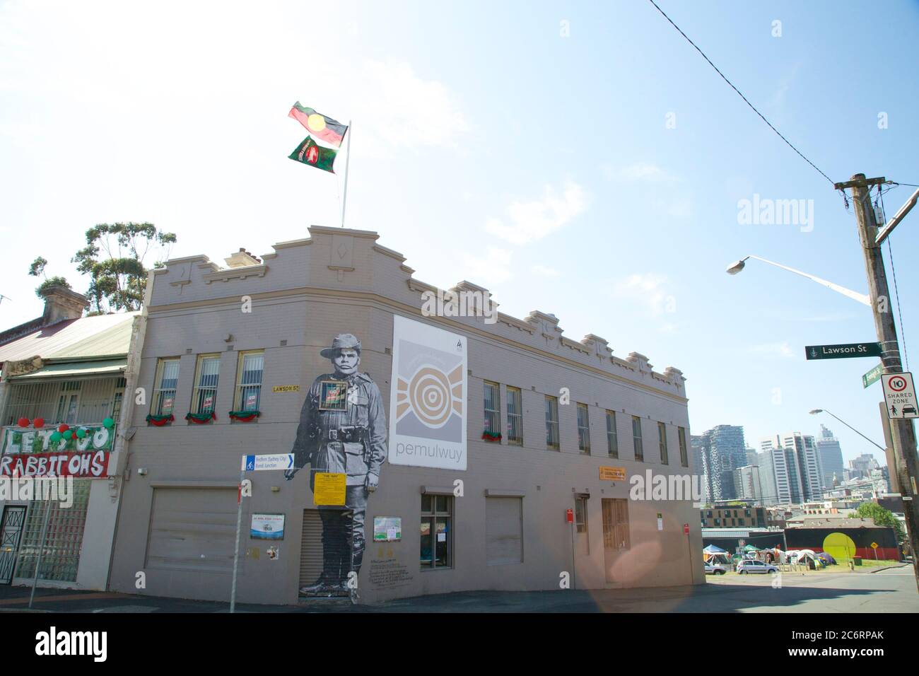The Aboriginal flag and the South Sydney Rabbitohs’ flag flies at The ...