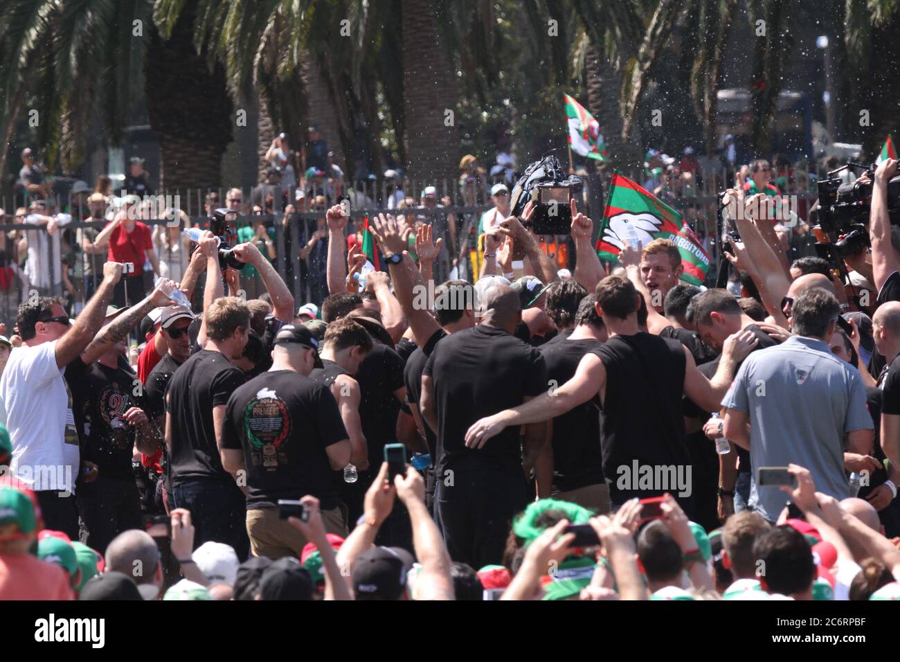 South Sydney Rabbitohs players celebrate the NRL grand final victory ...