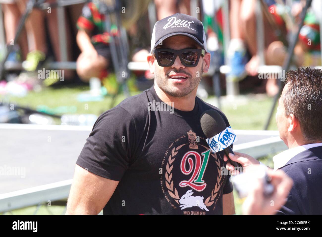 South Sydney Rabbitohs fullback, centre Greg Inglis is interviewed by ...