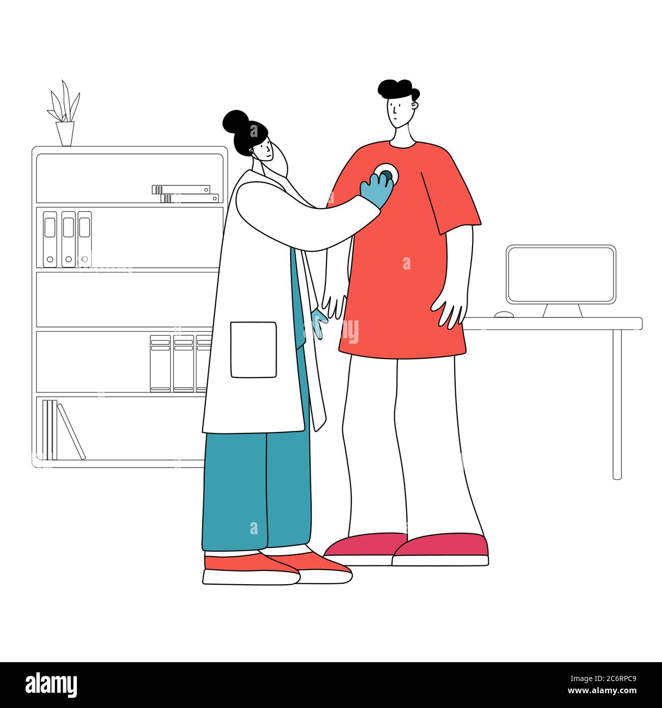 Pulmonology Healthcare. Doctors Check Human Tuberculosis Lungs. Cartoon ...