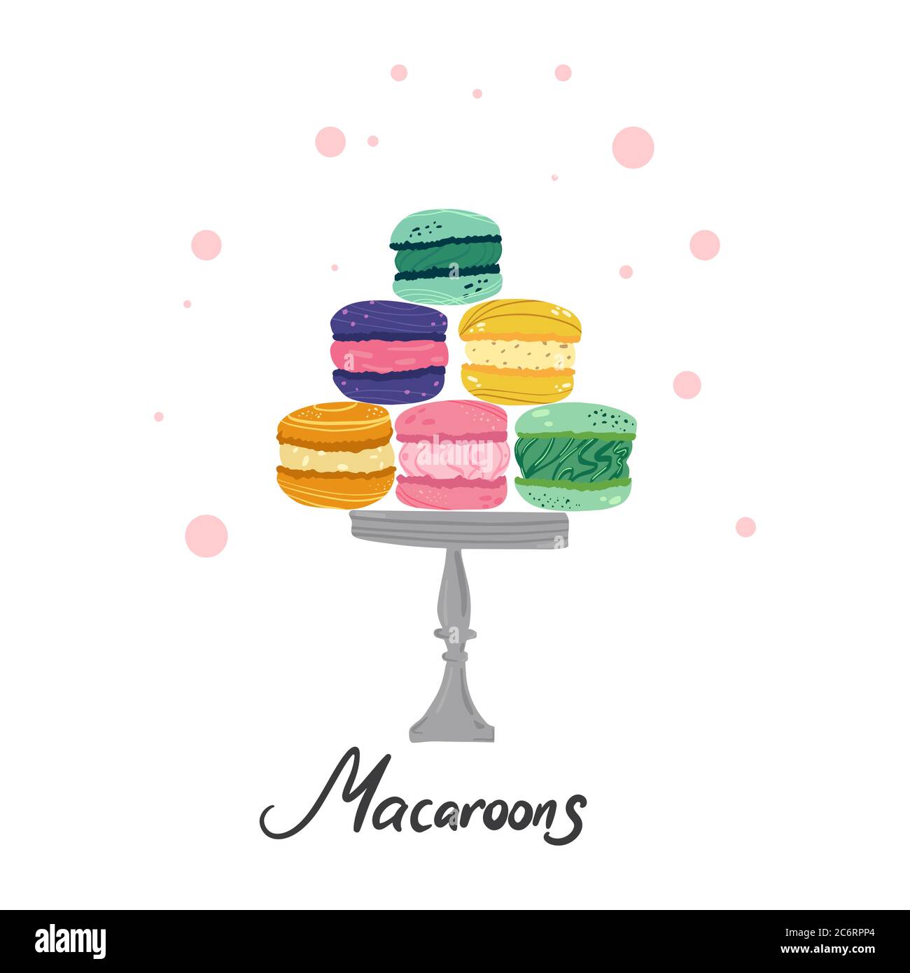 Colorful macaroons cookies. Menu dessert label product placements Stock ...