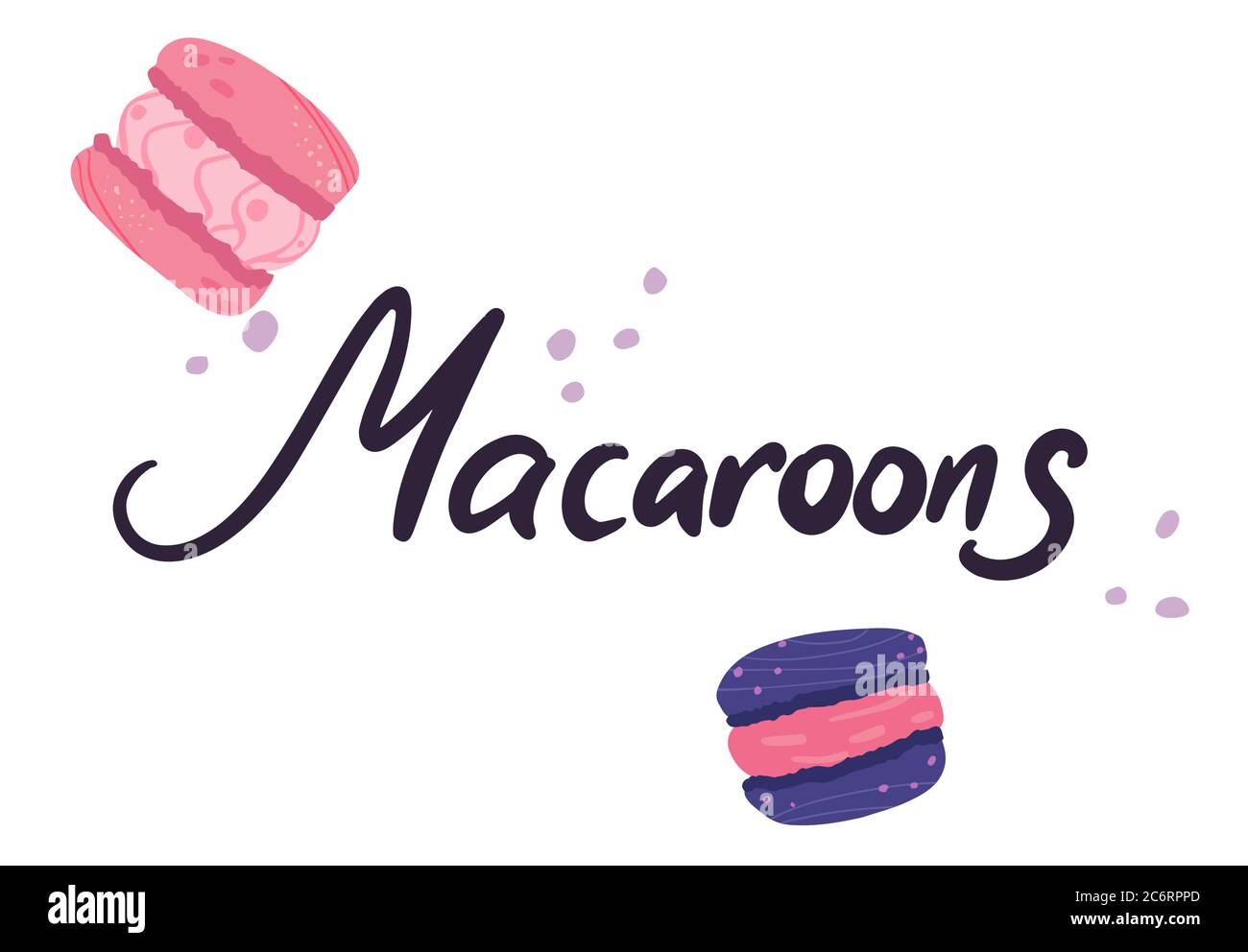 Colorful macaroons cookies. Menu dessert label product placements Stock ...
