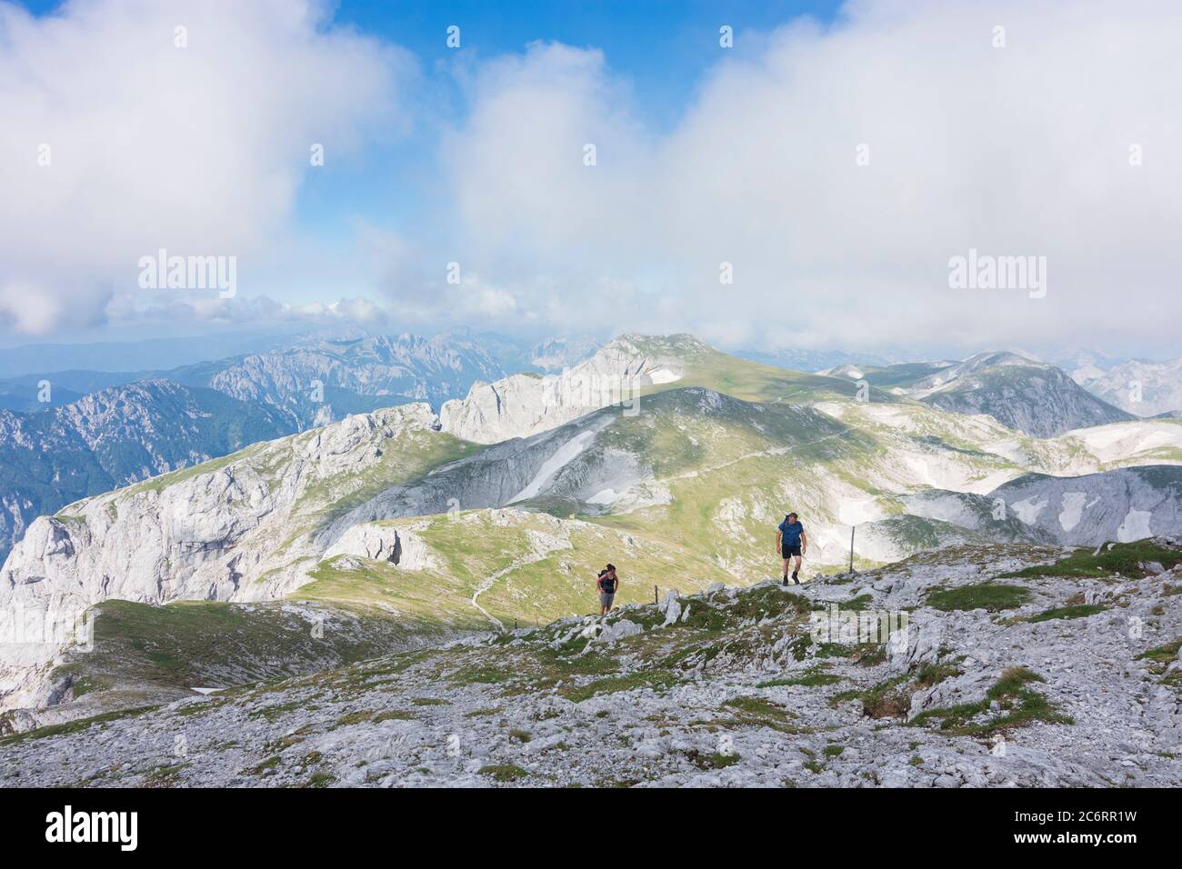 Hochschwab Mountains: hiker close to summit Hochschwab in ...