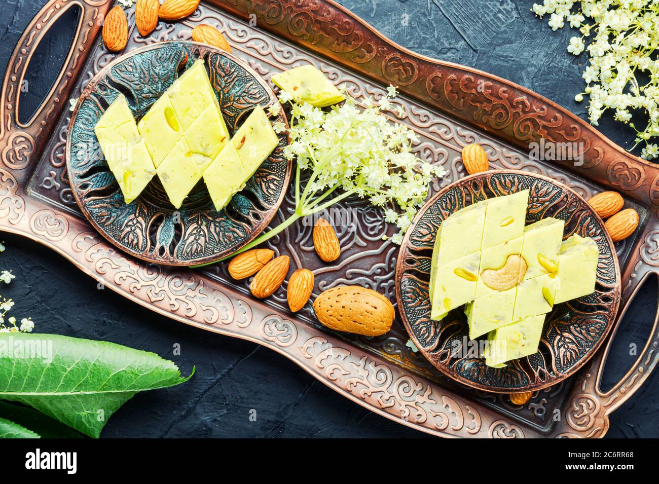 Sweet oriental halva dessert.Diet halva or halvah.Halva dessert of ...