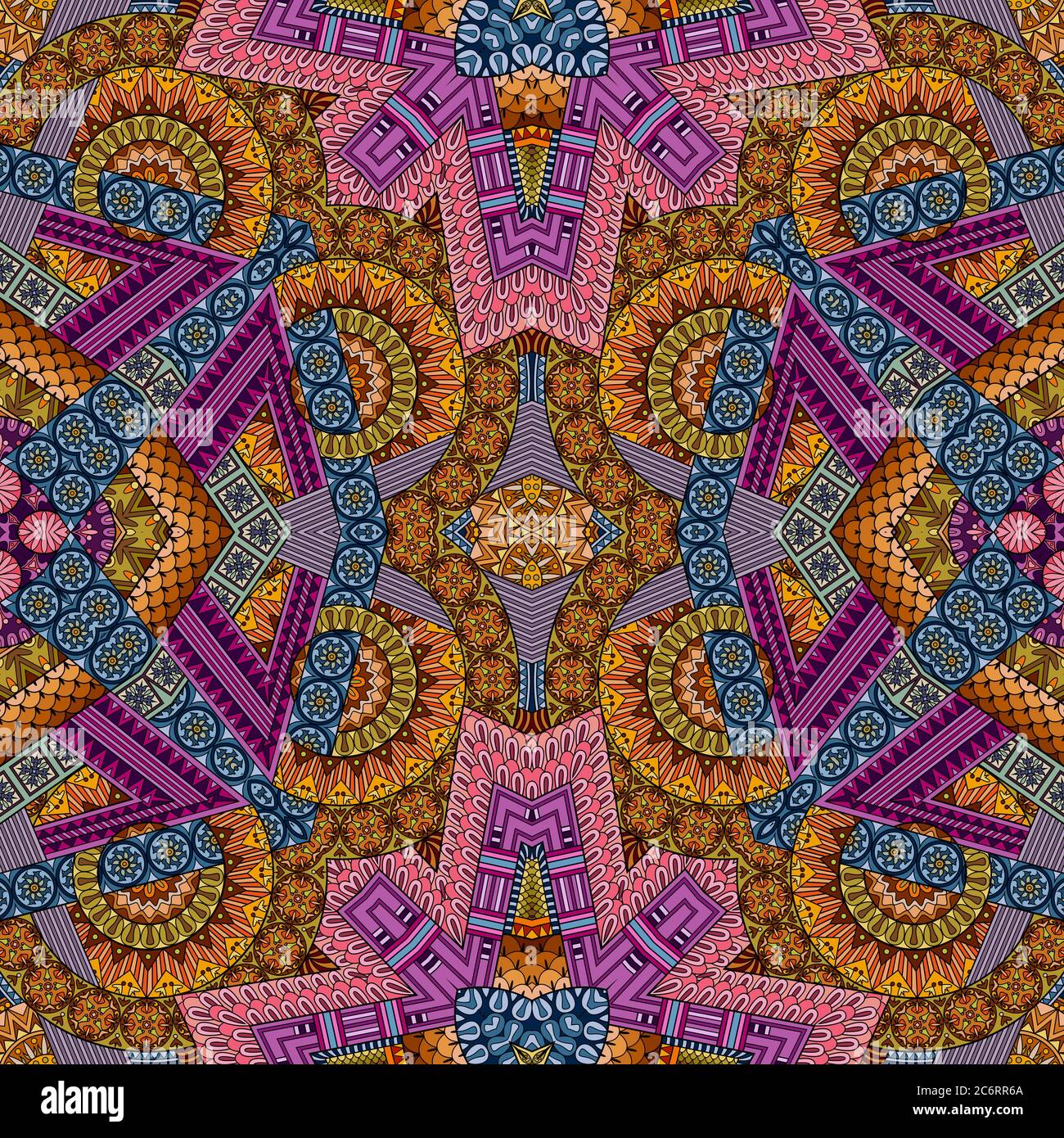 Vector abstract ethnic hand drawn seamless pattern Stock Vector Image ...