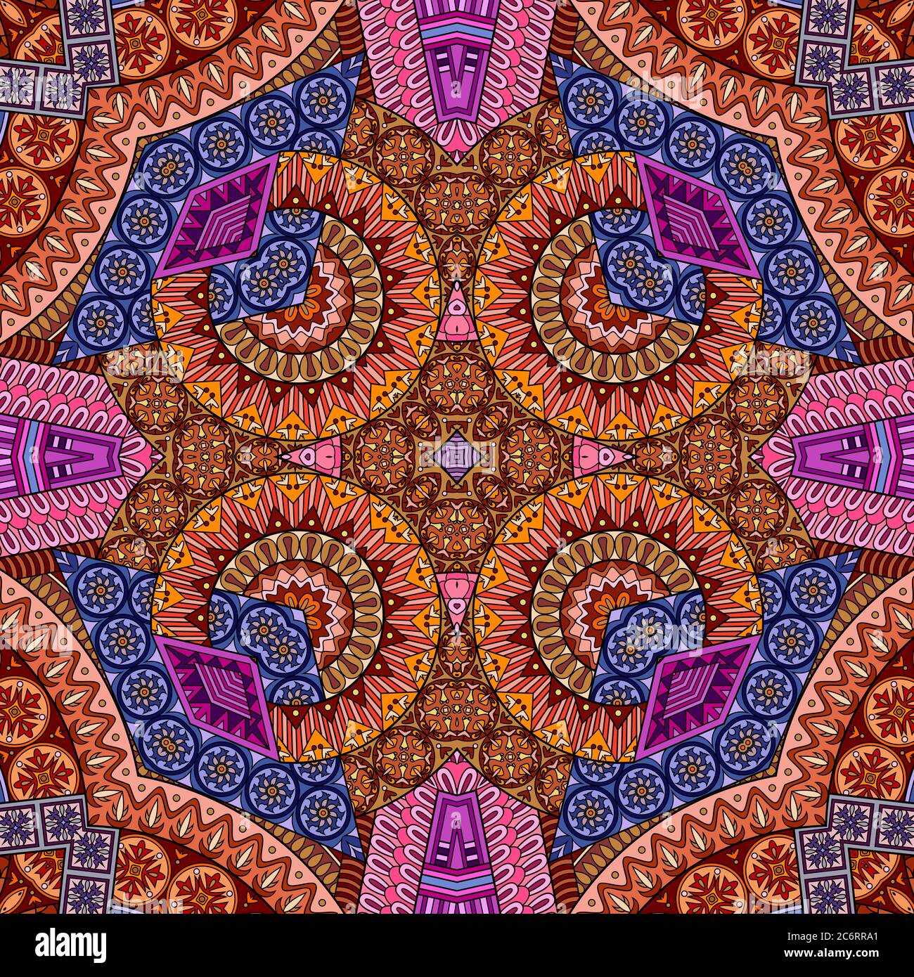 Vector abstract ethnic hand drawn seamless pattern Stock Vector Image ...