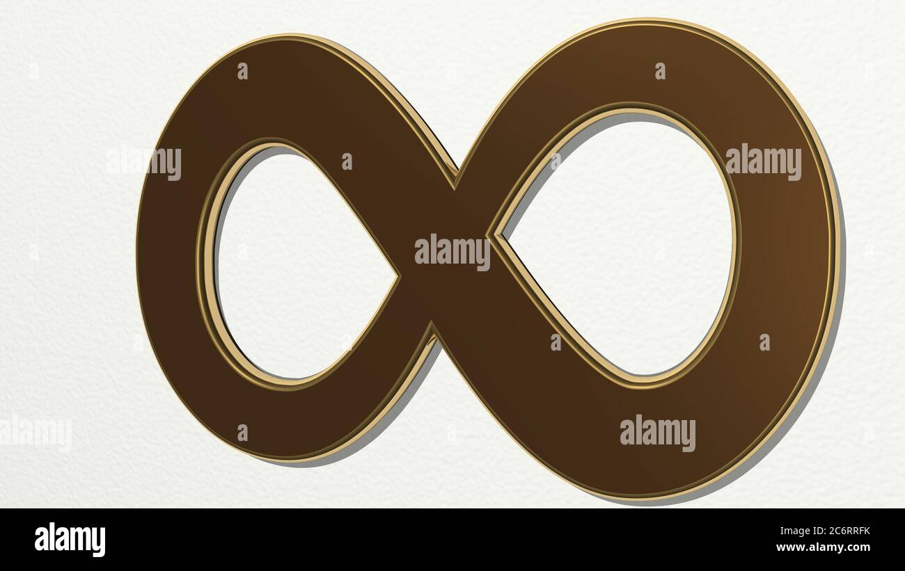 infinity sign from a perspective on the wall. A thick sculpture made of ...
