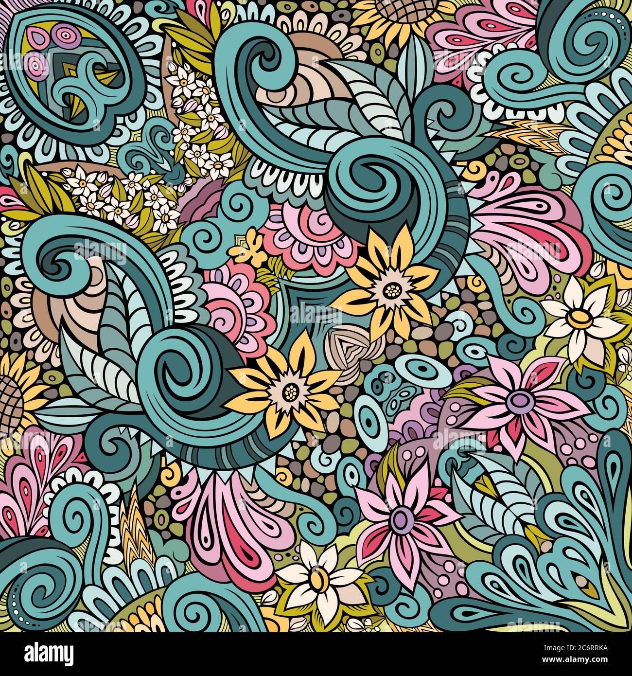 Vector ethnic hand drawn color seamless pattern Stock Vector Image ...