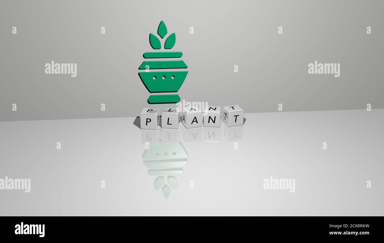 3D representation of PLANT with icon on the wall and text arranged by ...