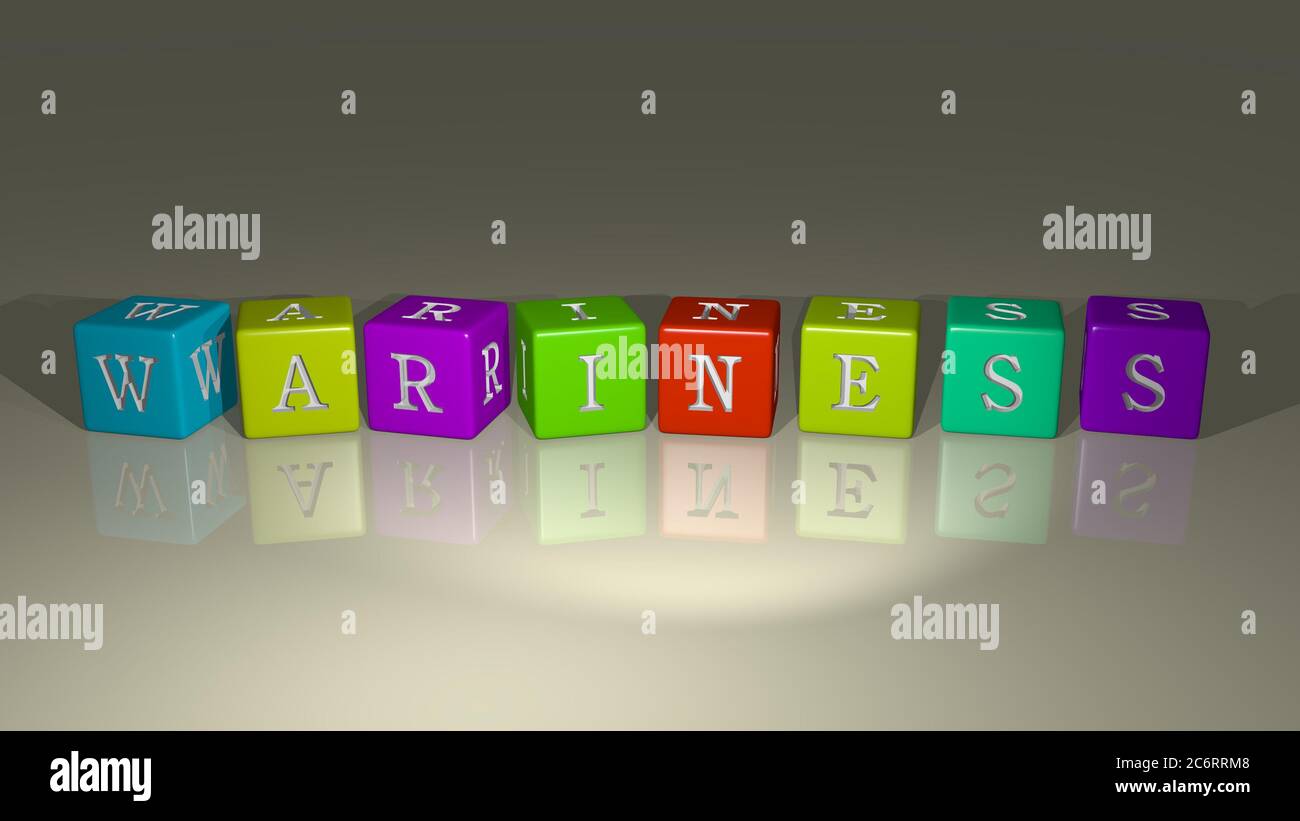 combination of Wariness built by cubic letters from the top perspective ...