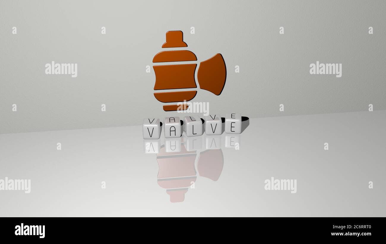 3D graphical image of VALVE vertically along with text built by ...