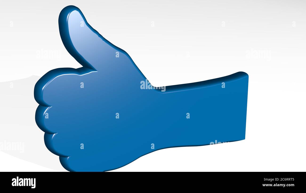 thumb up from a perspective with the shadow. A thick sculpture made of ...