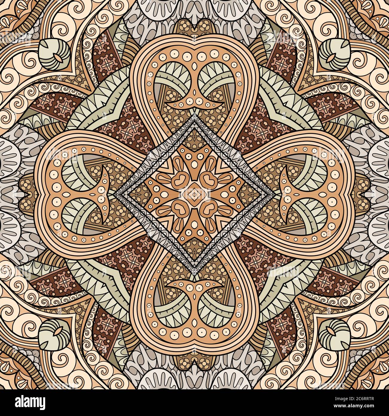 Vector abstract ethnic hand drawn seamless pattern Stock Vector Image ...