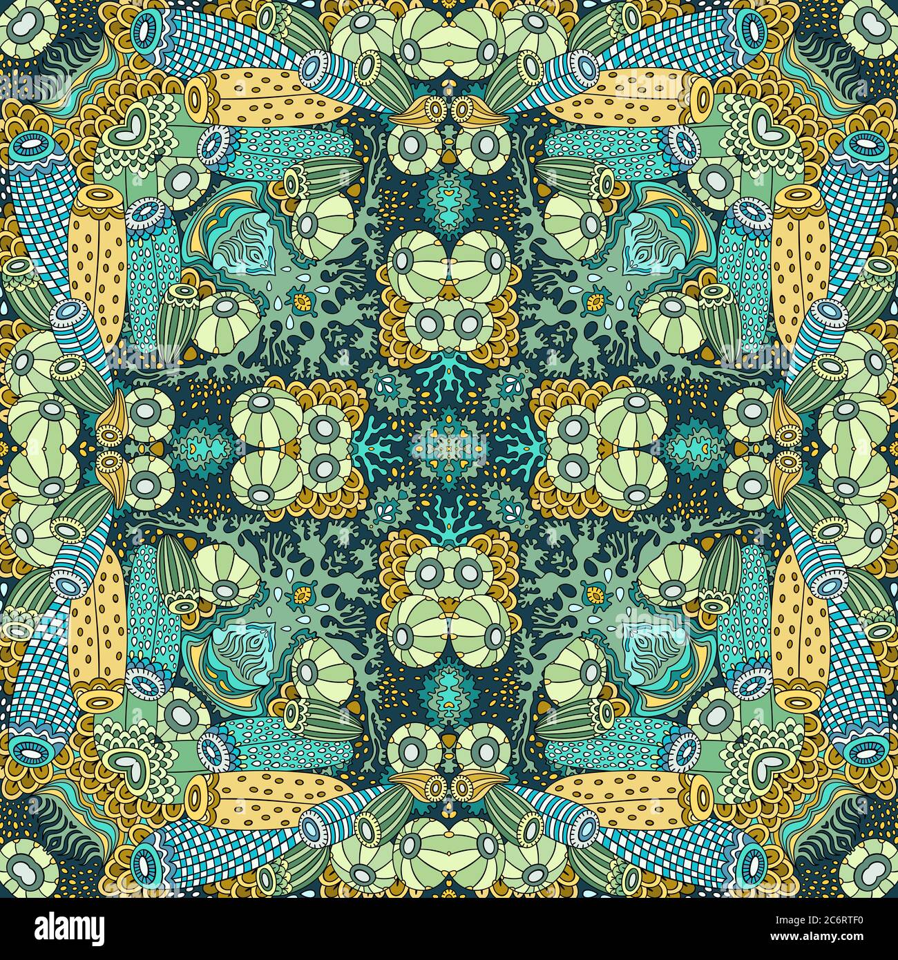 Vector nature fantasy hand drawn seamless pattern Stock Vector Image ...