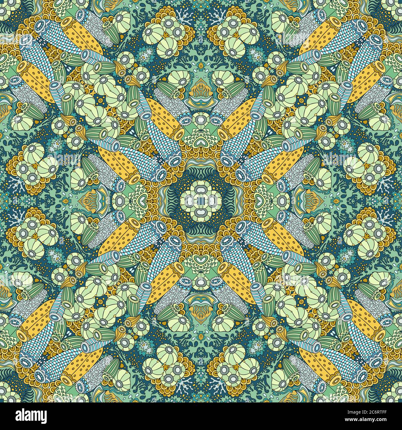 Vector nature fantasy hand drawn seamless pattern Stock Vector Image ...