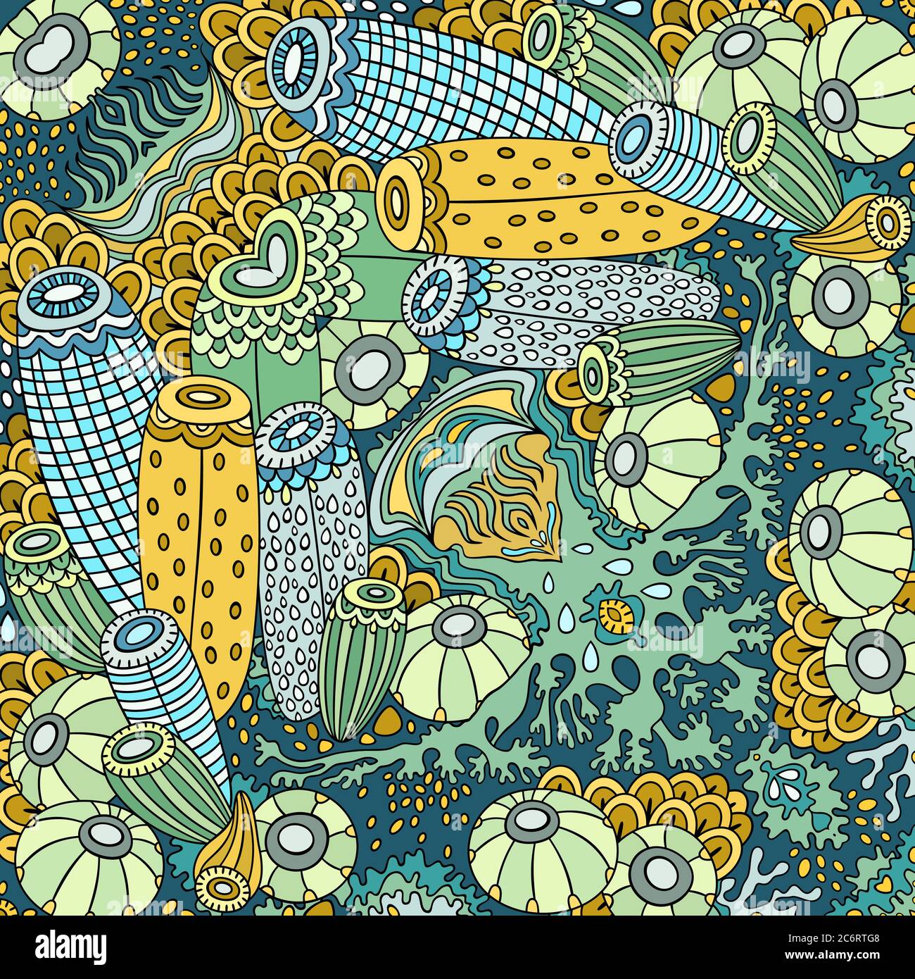 Vector nature fantasy hand drawn pattern Stock Vector Image & Art - Alamy