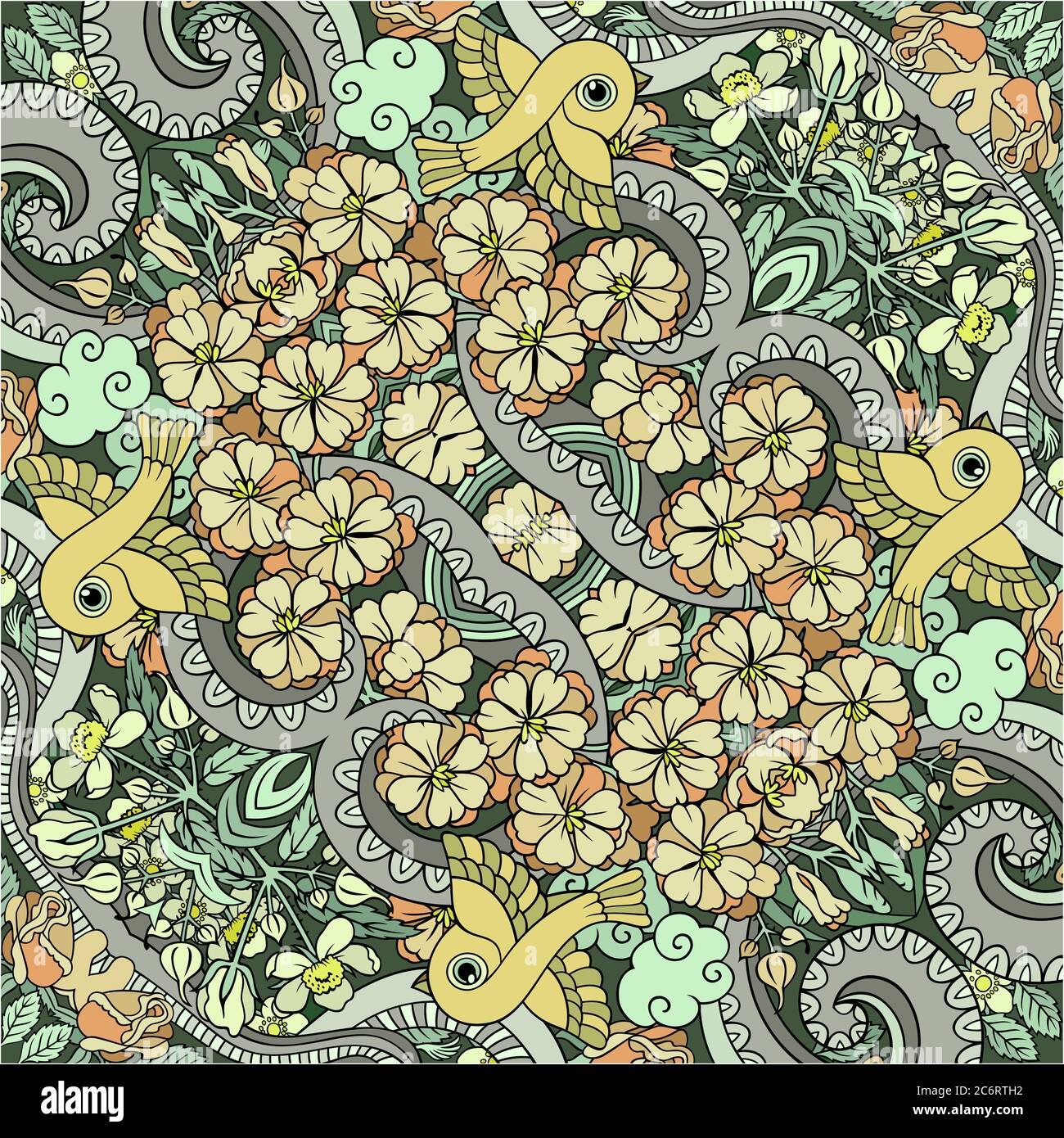 Vector abstract nature hand drawn pattern Stock Vector Image & Art - Alamy