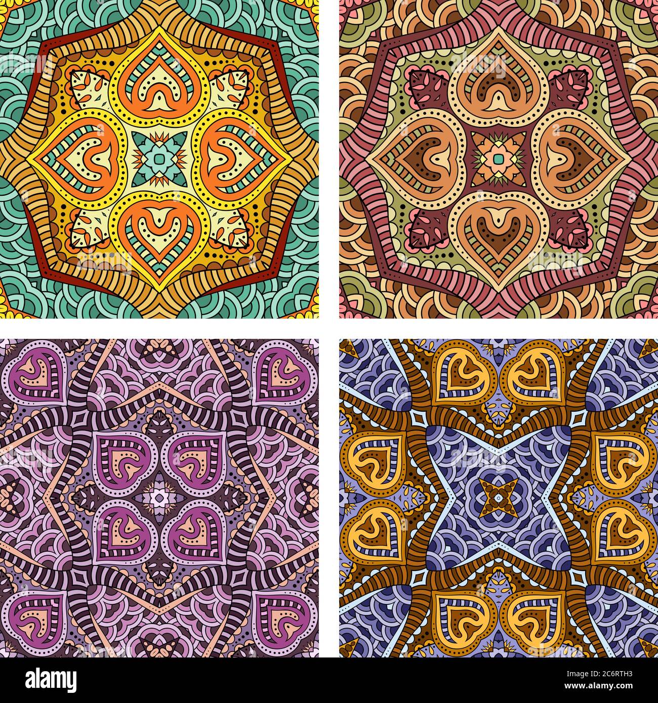 Vector abstract ethnic hand drawn backgrounds set Stock Vector Image ...