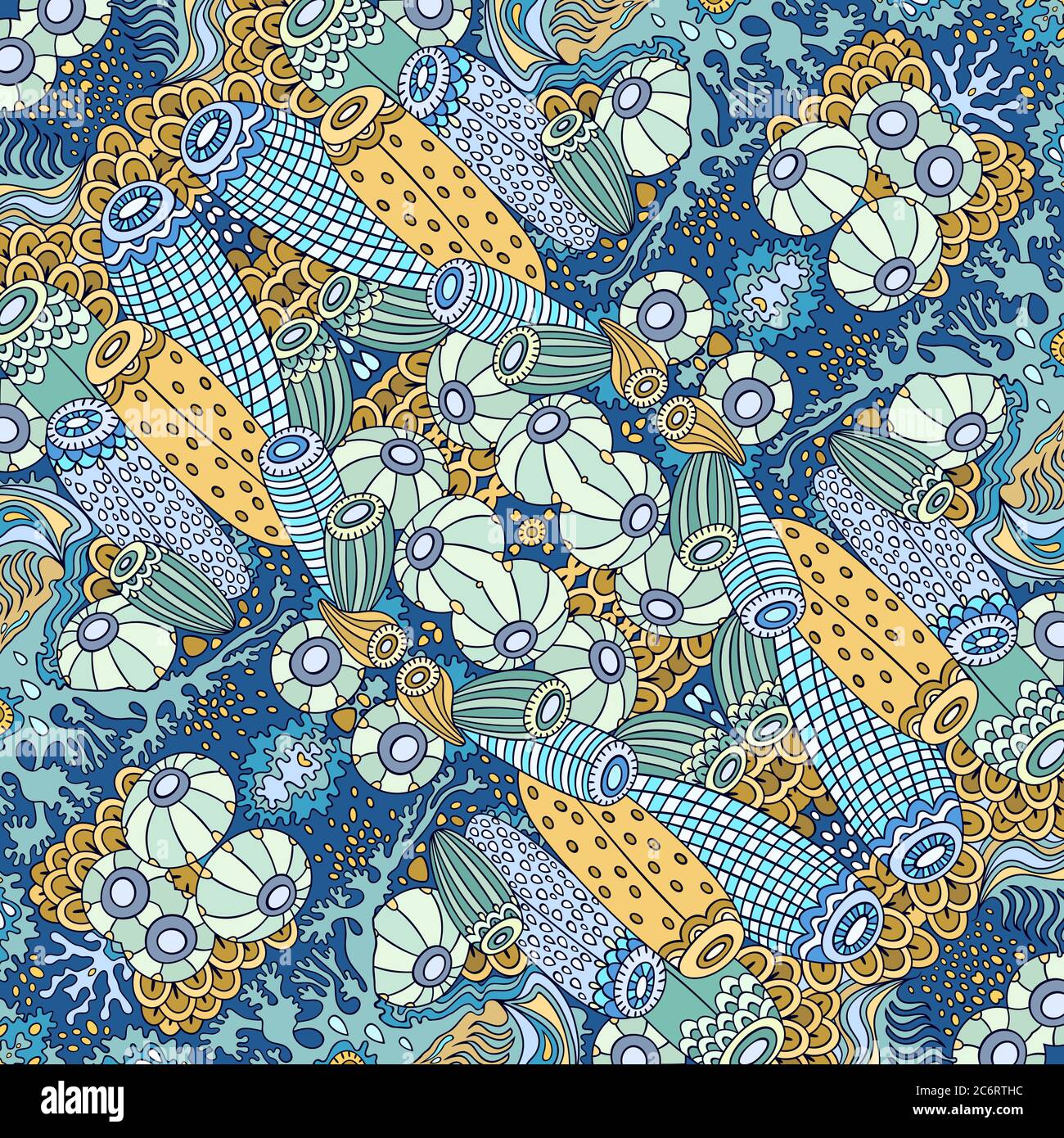 Vector nature fantasy hand drawn seamless pattern Stock Vector Image ...