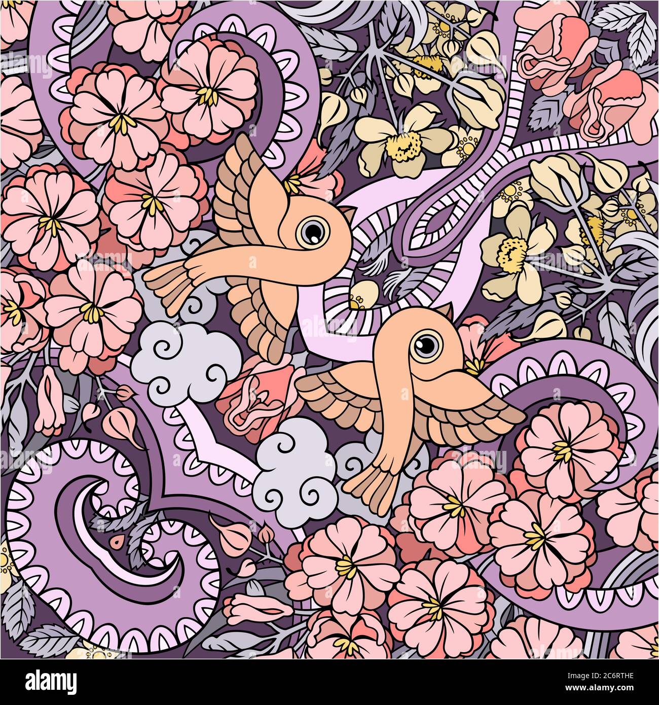 Vector abstract nature hand drawn pattern Stock Vector Image & Art - Alamy