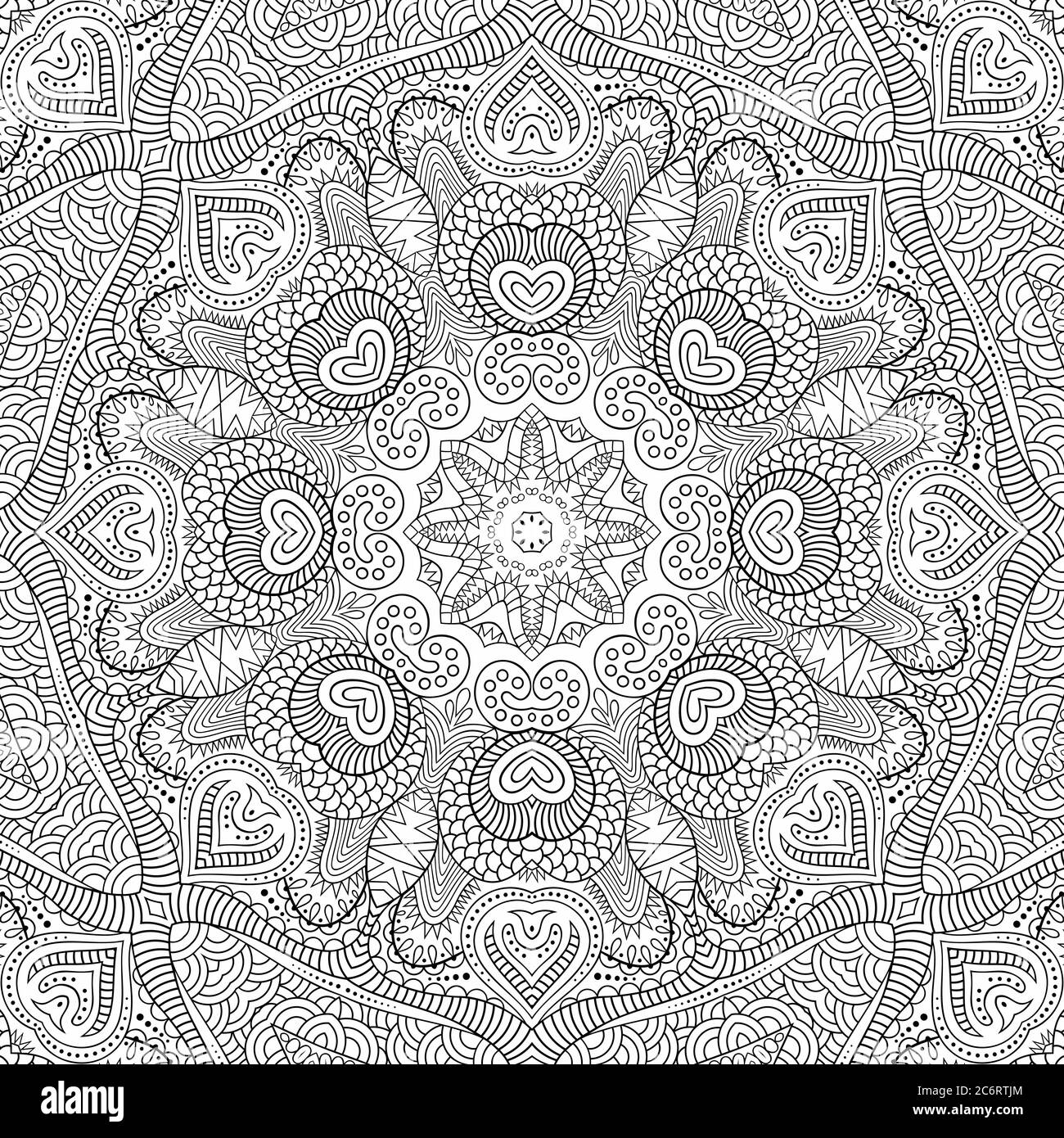 Vector ethnic hand drawn line art seamless pattern Stock Vector Image ...