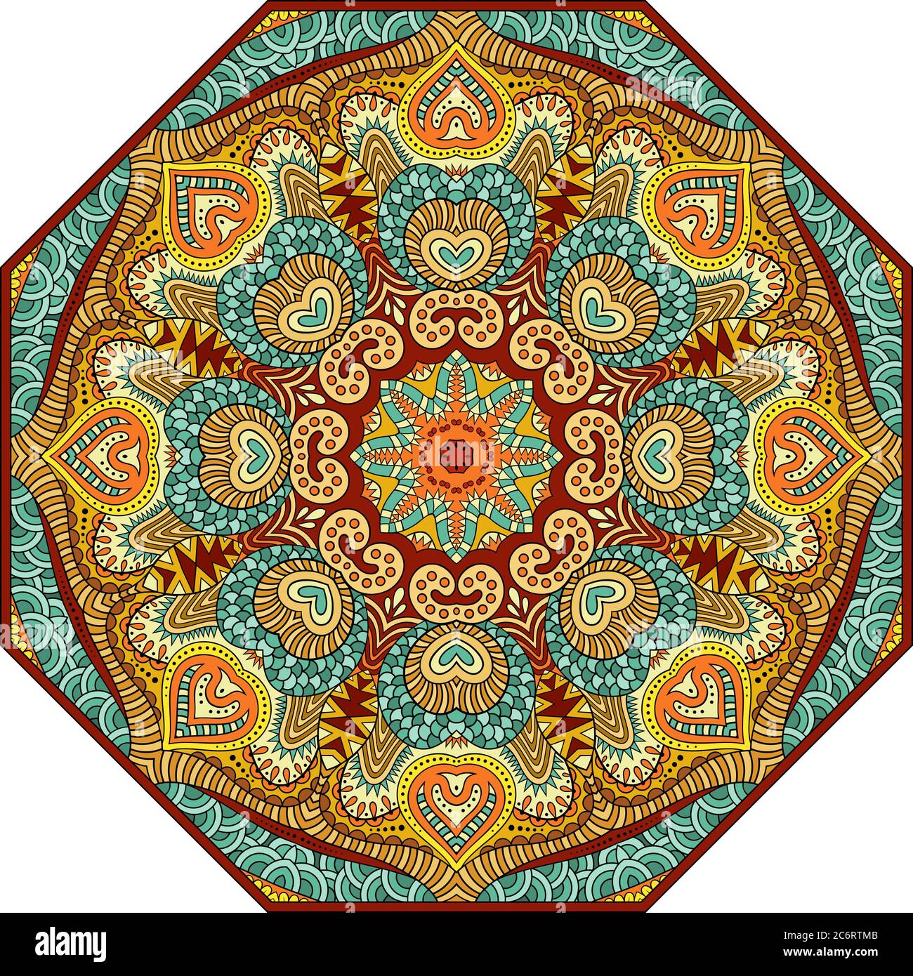 Vector mosaic hand drawn mandala octahedron figure Stock Vector Image ...
