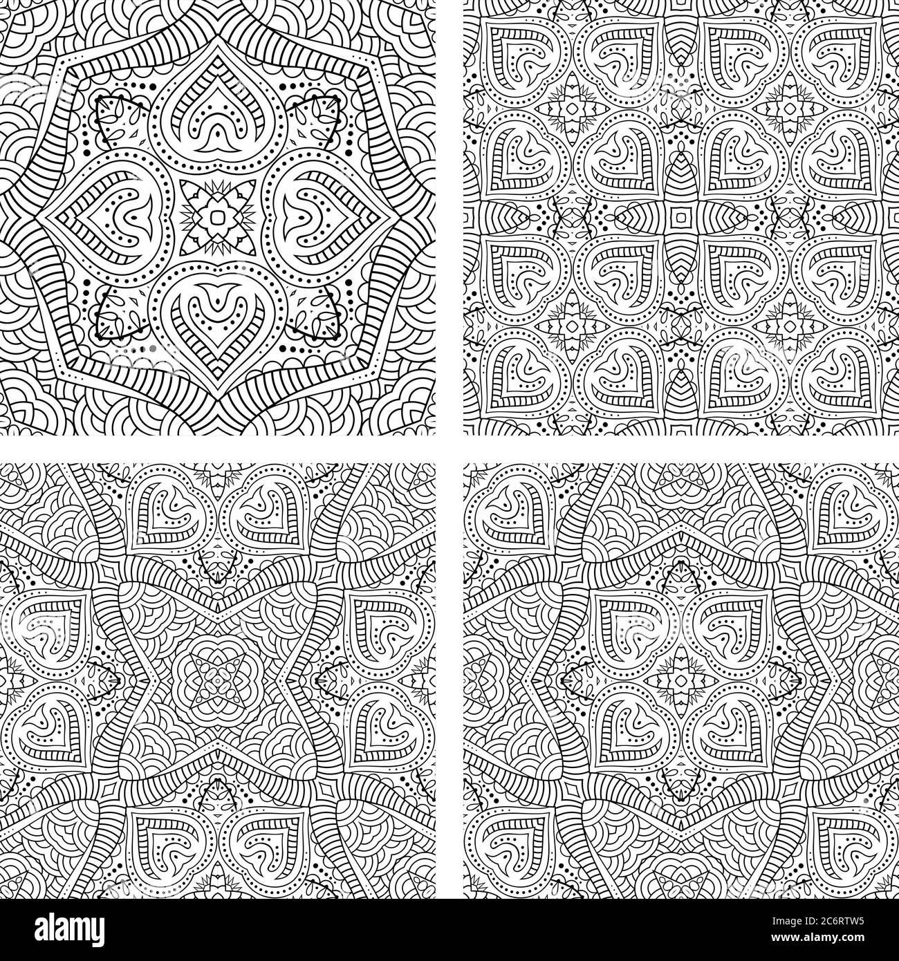 Vector abstract ethnic hand drawn backgrounds set Stock Vector Image ...