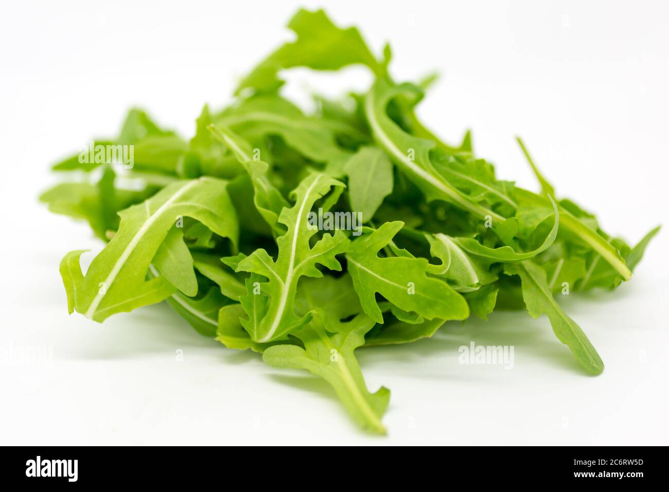 Rocket leaves against a white background Stock Photo - Alamy