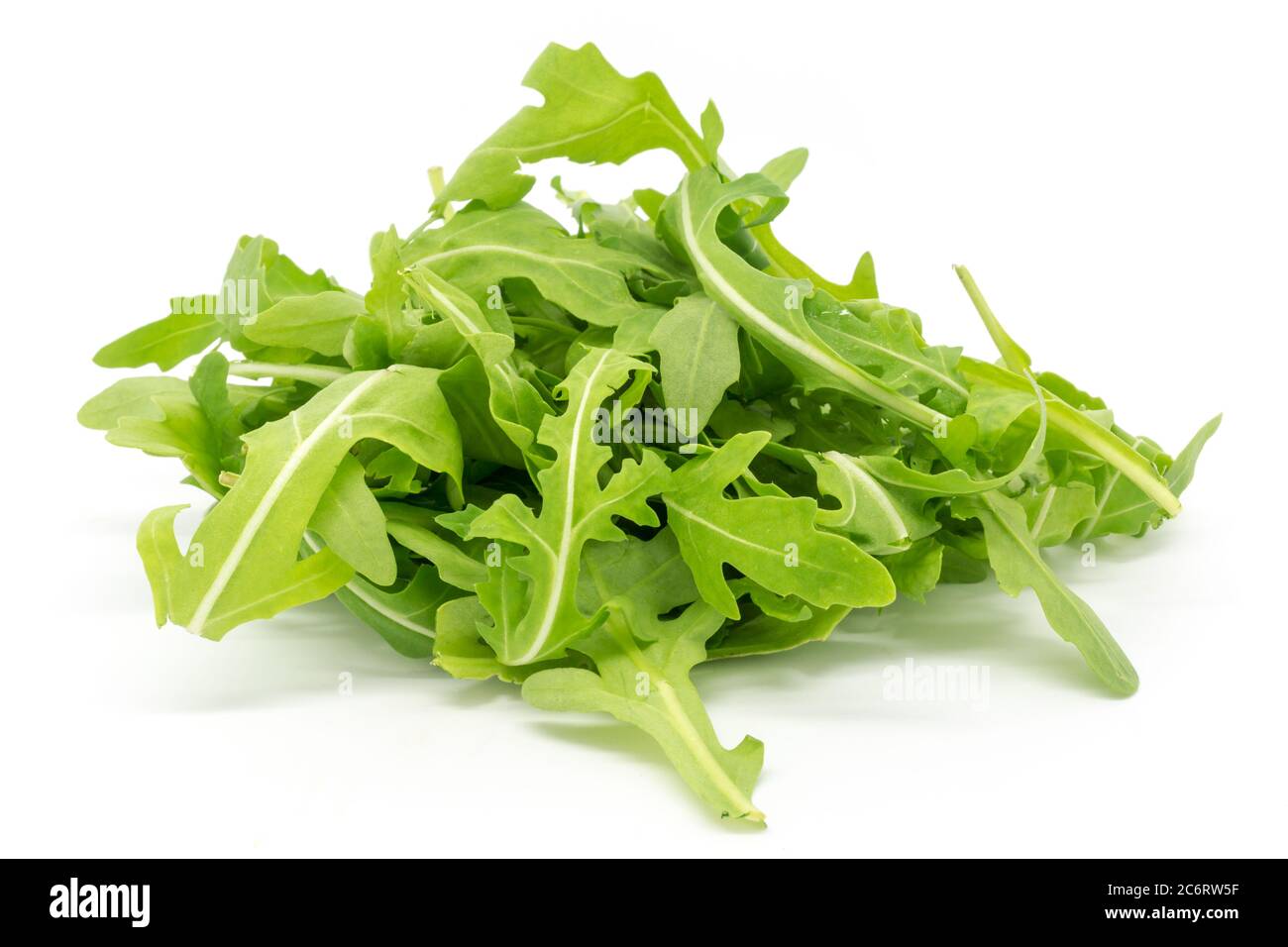 Rocket leaves against a white background Stock Photo - Alamy
