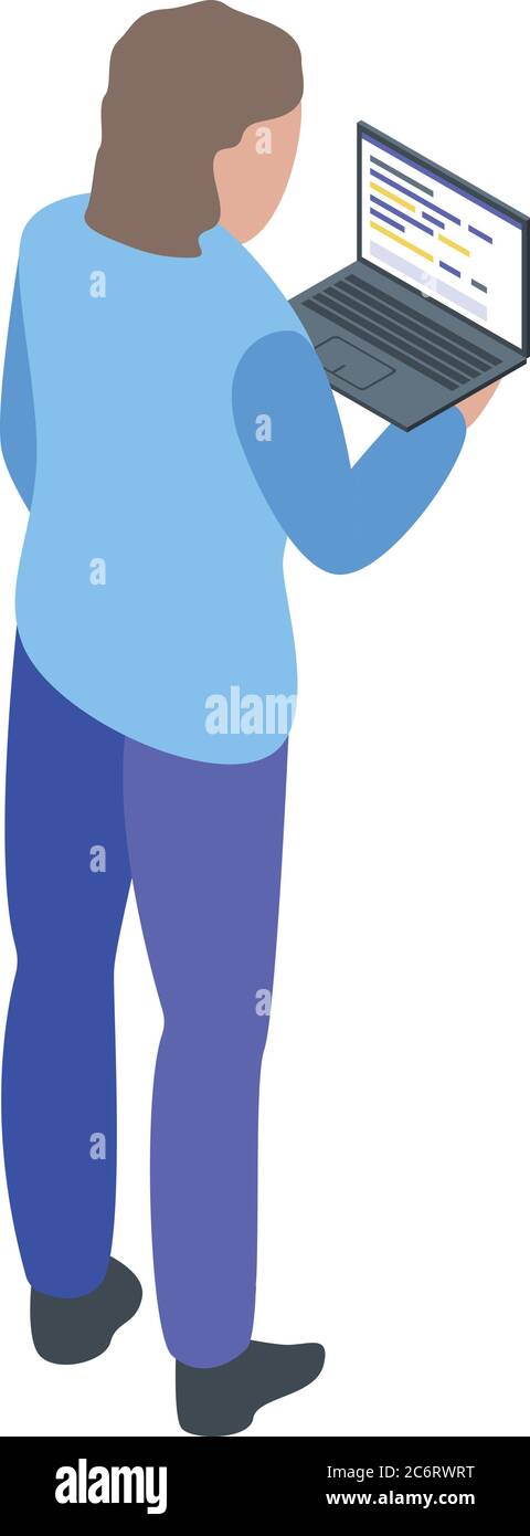 Children laptop programming icon, isometric style Stock Vector Image ...