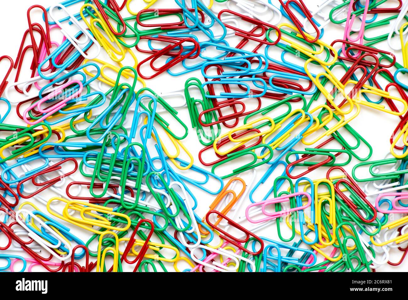 Group of multi color of paper clip on white background Stock Photo - Alamy