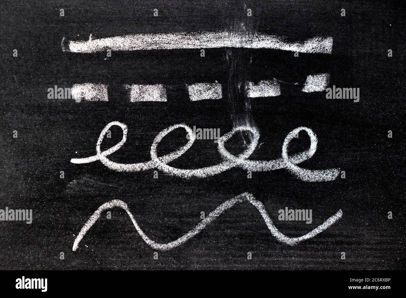 White chalk hand drawing in set of line shape on blackboard background ...