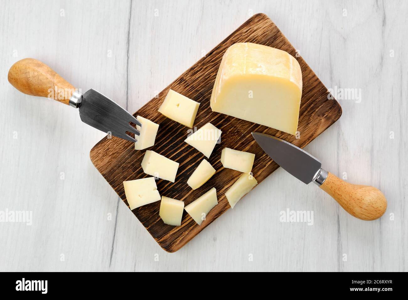 Top view hard cheese pieces hi-res stock photography and images - Alamy