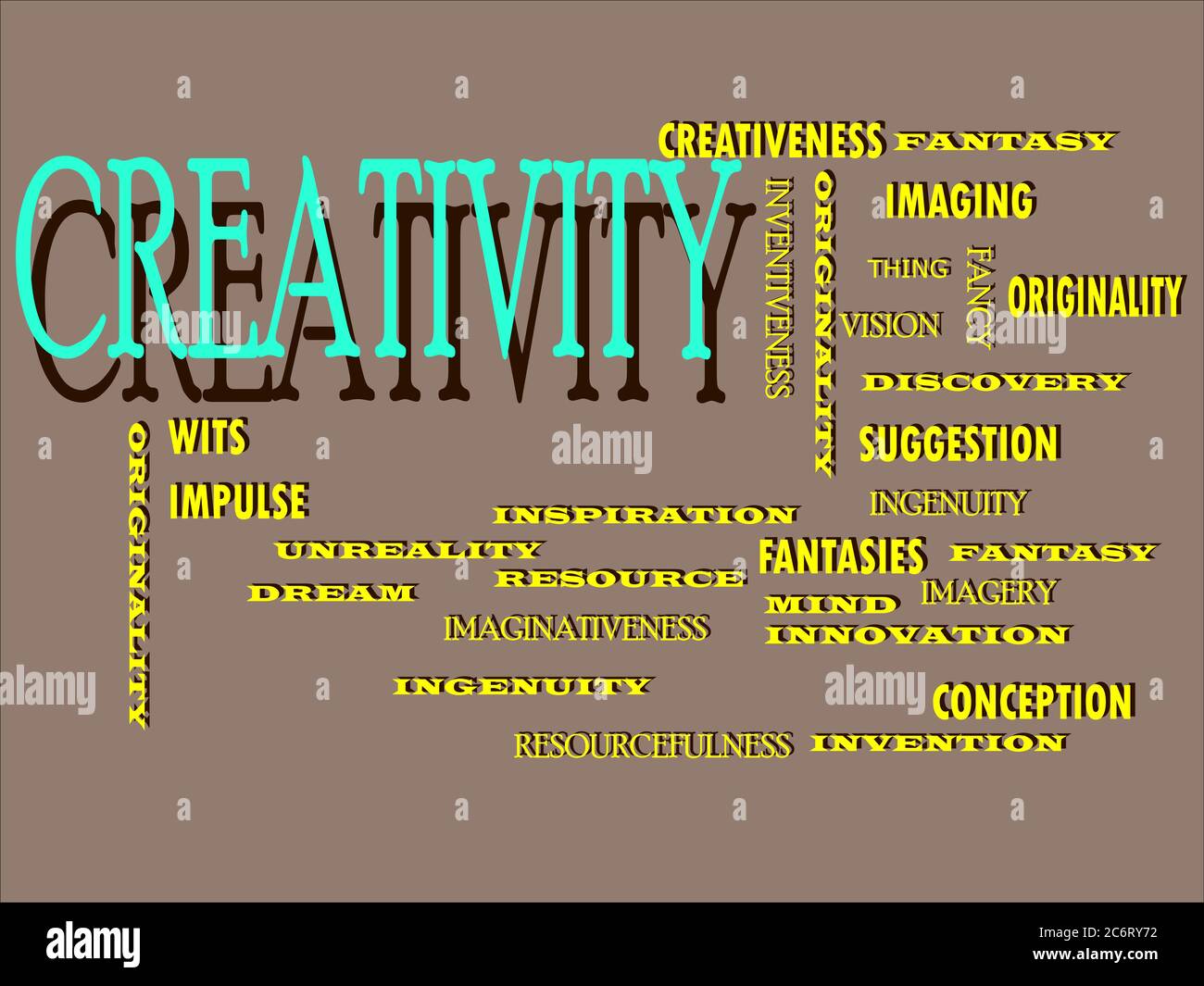 Creativity word presented in 3d text cloud art vector abstract Stock ...