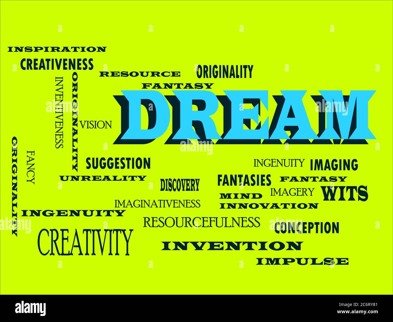 Dream word presented with 3d style on text cloud vector abstract Stock ...