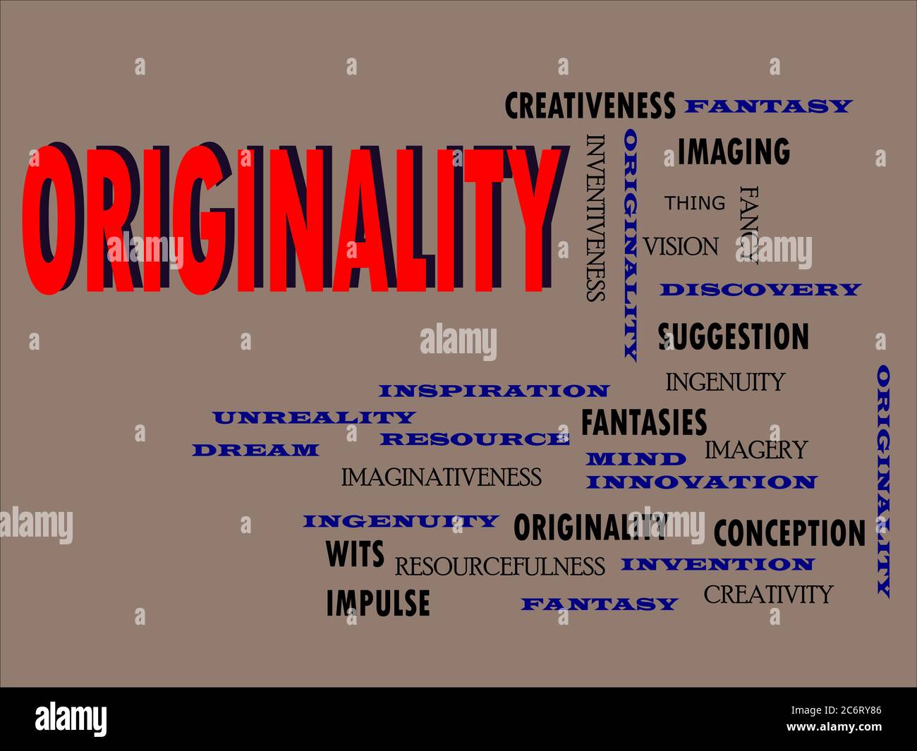 Originality word presented with multiple related text cloud education ...
